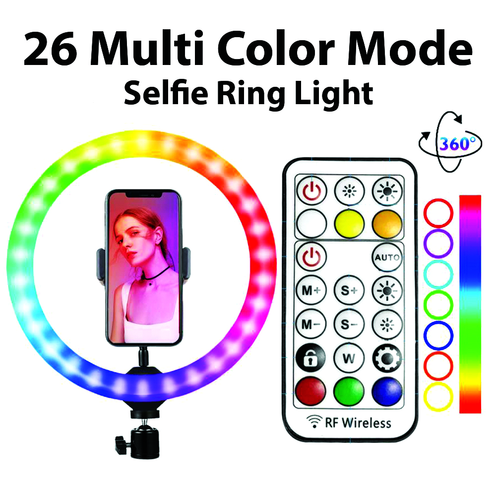 SPEED-X 26CM 26COLOR RGB RING LIGHT WITH REMOTE - 24tech.pk